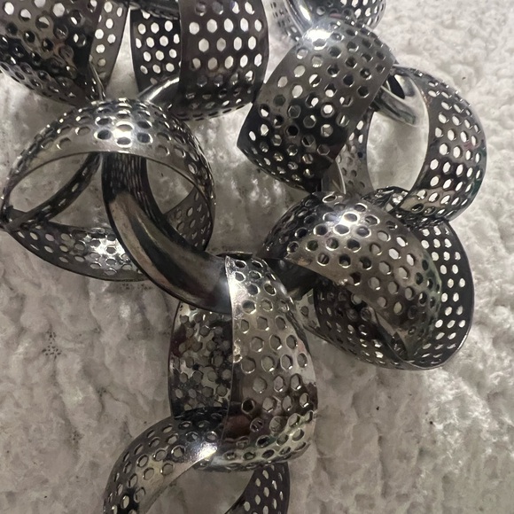 Jewelry | Gun Metal Silver Perforated Metal Necklace | Poshmark